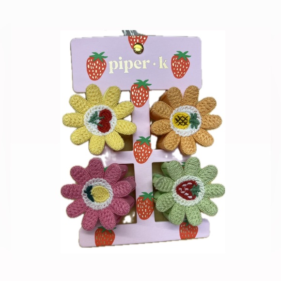 Pink Linen | Accessories | Nwt Piper K Hair Claw Clips Set Of 4 Flowers ...
